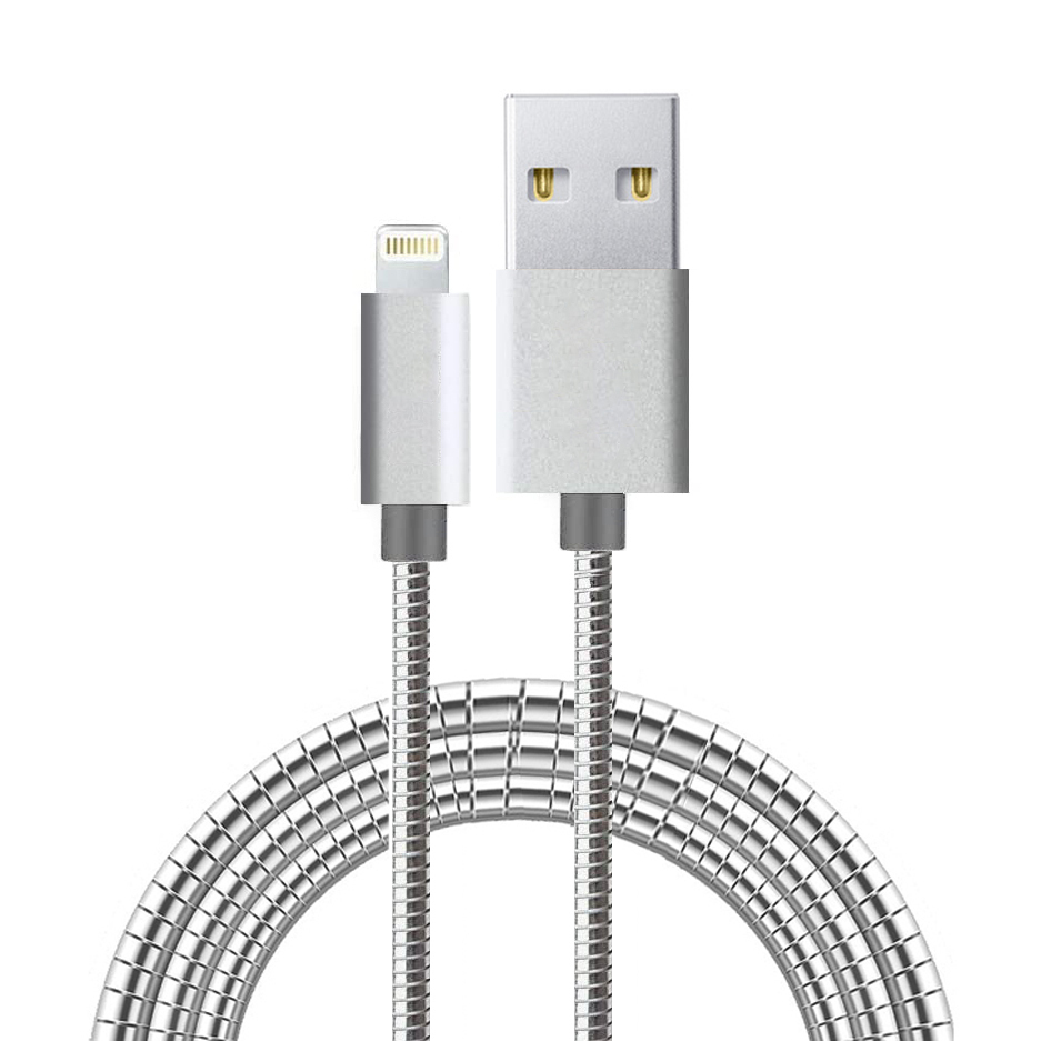 Tough Stainless Steel Lightning Charging Cable for iPhone / iPad